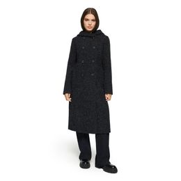 Wollmantel Gil Bret, Damen, Gr. 42, schwarz, grau, Web, Obermaterial: 32% Baumwolle, 27% Polyester, 18% Wolle, 18% Polyacryl, 5% sonstige Fasern, unifarben, gerade ca. Mitte Wade, Rundhals, Mäntel, mit Kapuze
