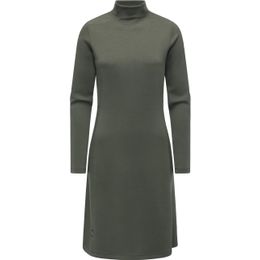 A-Linien-Kleid Ragwear "Leavie", Damen, Gr. M (38), Normalgrößen, olivgrün, Material: 47% Polyester, 47% Modal, 6% Elasthan, A-Linie knielang, hoch geschlossener Ausschnitt, eng, Kleider, Modisches Damen Sweatkleid mit Stehkragen