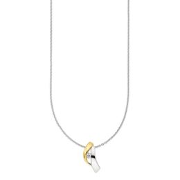 Kette mit Anhänger Bruno Banani "Schmuck, Geschenk", silberfarben, gelbgoldfarben, kristallweiß, Halsketten, Damen, Silber 925 (Sterlingsilber), L: 45 B: 1mm, mit Zirkonia (synth.), B:1mm