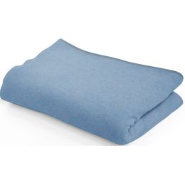 Wohndecke SETEX "Kuscheldecke", blau (rauchblau), B:150cm L:200cm, Baumwolle, Wohndecken, mit Ziernaht in Melange-Optik, Kuscheldecke