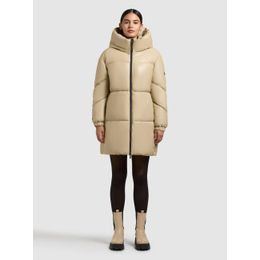 Lederimitatmantel Khujo "LORSA", Damen, Gr. XS, beige, 100% Polyurethan, unifarben, eingesetzt gesmokt mit Gummizug, M&auml;ntel
