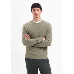 V-Ausschnitt-Pullover NO EXCESS "NO EXCESS Melierter Wollpullover", Herren, Gr. L, sand, 41% Polyacryl, 31% Baumwolle, 17% Nylon, 8% Wolle, 3% Elasthan, Pullover