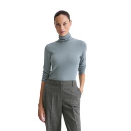Marc O'Polo Langarmshirt MARC O'POLO "aus soft geripptem Jersey", Damen, Gr. M, slate blau, Obermaterial: 46% Modal, 46% Baumwolle, 8% Elasthan, unifarben, Basic, slim fit, normaler Saum, Shirts Langarmshirt