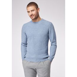 Strickpullover Roy Robson "Grobstrick", Herren, Gr. L, hellblau, 50% Schurwolle, 30% Polyamid, 20% Modal, unifarben, normal, Rundhals, Pullover