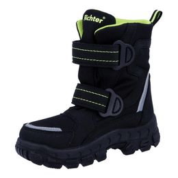 Winterstiefel Richter "Davos WMS: Weit", Kinder, Gr. 25, schwarz (schwarz, neongelb), Lederimitat, Textil, kontrastfarbene Details, Schuhe, Klettstiefel in Schuhweite: Weit, Größenschablone zum Download