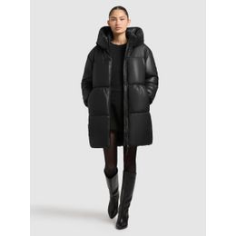 Lederimitatmantel Khujo "LORSA", Damen, Gr. L, schwarz, 100% Polyurethan, unifarben, eingesetzt gesmokt mit Gummizug, Mäntel