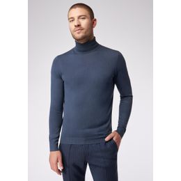 Rollkragenpullover Roy Robson "Mit Rollkragen", Herren, Gr. L, dunkelblau, 100% Schurwolle, unifarben, normal, hoch geschlossener Ausschnitt, Pullover