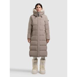 Steppmantel Khujo "DARAS", Damen, Gr. L, greige, Canvas, 85% Polyester, 15% Baumwolle, unifarben, eingesetzt Rippbündchen mit Windstopper, Mäntel