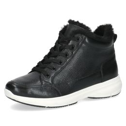 Winterboots Caprice, Damen, Gr. 39, schwarz, Leder, Textil, Schuhe, Keilabsatz, Schnürboots, Outdoorschuh mit Fellimitat am Kragen