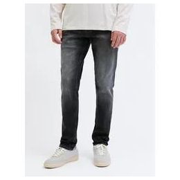 Jack & Jones Slim-fit-Jeans JACK & JONES "JJIGLENN JJCOOPER ST 335 BF", Herren, Gr. 29, Länge 30, schwarz denim, Denim/Jeans, Obermaterial: 99% Baumwolle, 1% Elasthan, Abriebeffekte, slim fit knöchellang, Jeans