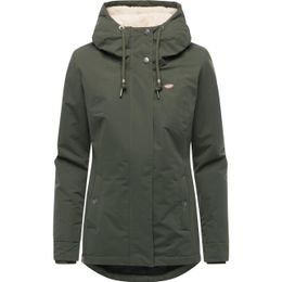 Kurzmantel Ragwear "Alvena YOUMODO", Damen, Gr. 4XL (48), olivgrün, Obermaterial: 100% Polyester, Innenfutter: 100% Polyester, Wattierung: 100% Polyester, tailliert Po-bedeckend, hoch geschlossener Ausschnitt, Ärmel ohne Ärmelschlitz Rippbündchen, Mäntel, Wasserdichter Damen Mantel mit verstellbarer Kapuze