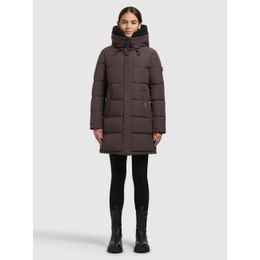 Steppmantel Khujo "KELSI", Damen, Gr. L, moody plum, Canvas, 85% Polyester, 15% Baumwolle, unifarben, eingesetzt Rippbündchen mit Windstopper, Mäntel
