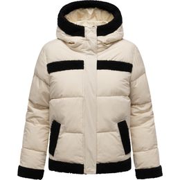 Winterjacke Ragwear "Editah YOUMODO", Damen, Gr. L (40), ecru, Obermaterial: 100% Polyester; Innenfutter: 100% Polyester; Wattierung: 100% Polyester, oversize hüftlang, hoch geschlossener Ausschnitt, eng Rippstrickbündchen, Jacken, warme modische Jacke mit Plüsch-Details