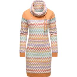 Sweatkleid Ragwear "Chlloe Zig Zag YOUMODO", Damen, Gr. L (40), Normalgrößen, bunt, Material: 70% Baumwolle, 30% Polyester, figurumspielend ca. Mitte Oberschenkel, hoch geschlossener Ausschnitt, Ärmel ohne Ärmelschlitz Rippstrickbündchen, Kleider, stylisches Langarm Midikleid mit ZigZag-Muster