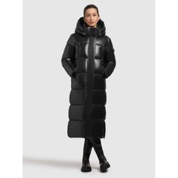 Steppmantel Khujo "RUBINA2 SHINY", Damen, Gr. M, schwarz, 100% Polyester, unifarben, eingesetzt elastischer Bund mit Windstopper, Mäntel