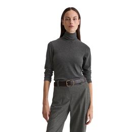 Marc O'Polo Langarmshirt MARC O'POLO "aus soft geripptem Jersey", Damen, Gr. L, rocky grau melange, Obermaterial: 46% Modal, 46% Baumwolle, 8% Elasthan, unifarben, Basic, slim fit, normaler Saum, Shirts