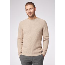 Strickpullover Roy Robson "Grobstrick", Herren, Gr. L, beige, 50% Schurwolle, 30% Polyamid, 20% Modal, unifarben, normal, Rundhals, Pullover