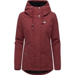 Kurzmantel Ragwear "Alvena YOUMODO", Damen, Gr. 4XL (48), weinrot, Obermaterial: 100% Polyester, Innenfutter: 100% Polyester, Wattierung: 100% Polyester, tailliert Po-bedeckend, hoch geschlossener Ausschnitt, Ärmel ohne Ärmelschlitz Rippbündchen, Mäntel, Wasserdichter Damen Mantel mit verstellbarer Kapuze