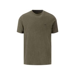 T-Shirt Fynch-Hatton "Fynch-Hatton Basic T-Shirt", Herren, Gr. L, dusty olive, Jersey, Obermaterial: 100% Baumwolle, unifarben, normal hüftbedeckend, Rundhals, Shirts, mit Rundhals und Logo-Stickerei