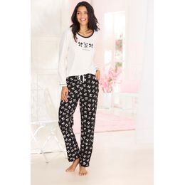 Vivance Dreams Damen Pyjama, Gr. 32ecru, schwarz, gemustert, Single Jersey, Obermaterial: 100% Baumwolle. Unterteil: 100% Baumwolle, Homewear-Sets,