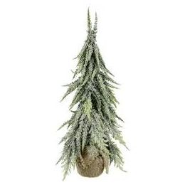 Künstlicher Weihnachtsbaum I.GE.A. "Tannenbaum in Jute", grün, weiß, B:16cm H:50cm Ø:16cm, Kunststoff, Weihnachtsbäume, Mini Christbaum künstlich beschneit Jutesack Tischdeko Weihnachtsdeko