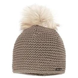 Bommelmütze CAPO, Damen, beige, Strick;Chemische Reinigung, schonender Prozess;nicht bleiche;nicht bügeln;nicht trocknergeeignet, Wollmischung, unifarben, Mützen, Grobstrick, unifarben, gefüttert