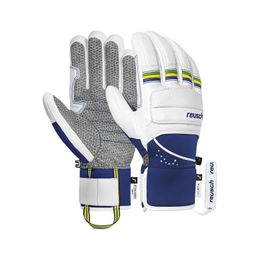 Skihandschuhe Reusch "Lucas Braathen", Damen, Gr. 10.5, weiß, dunkelblau, 50% Ziegenleder, 45% Polyester, 5% Polyurethan, mehrfarbig, Handschuhe, mit wärmender R-LOFT™ Isolation