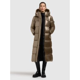 Steppmantel Khujo "RUBINA2 SHINY", Damen, Gr. S, cane braun, 100% Polyester, unifarben, eingesetzt elastischer Bund mit Windstopper, Mäntel