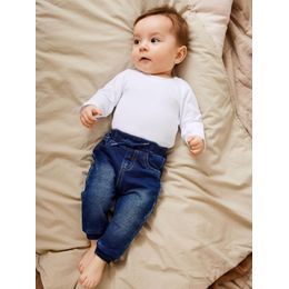 Schlupfjeans name it "NBMBUNDO DNMTRUEBO SWE PANT", Jungen, Gr. 56, N-Gr, blau (dunkelblau denim), Denim/Jeans, Obermaterial: 95% Baumwolle, 5% Elasthan, Abriebeffekte, relaxed fit normal, Jeans