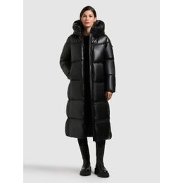 Lederimitatmantel Khujo "DESTINY", Damen, Gr. L, schwarz, 100% Polyurethan, unifarben, eingesetzt Rippbündchen mit Windstopper, Mäntel