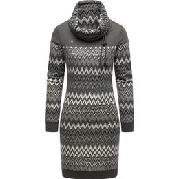 Sweatkleid Ragwear "Chlloe Zig Zag YOUMODO", Damen, Gr. L (40), Normalgrößen, grau, Material: 70% Baumwolle, 30% Polyester, figurumspielend ca. Mitte Oberschenkel, hoch geschlossener Ausschnitt, Ärmel ohne Ärmelschlitz Rippstrickbündchen, Kleider, stylisches Langarm Midikleid mit ZigZag-Muster