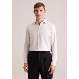 Flanellhemd Seidensticker "Schwarze Rose", Herren, Gr. S (38), normale Ärmellängen, beige, 100% Baumwolle, Fischgratmuster, slim fit, 2-Knopf-Manschette, Hemden, Slim 1/1 Kentkragen Fischgrat