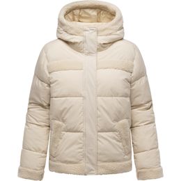 Winterjacke Ragwear "Editah YOUMODO", Damen, Gr. L (40), weiß, Obermaterial: 100% Polyester; Innenfutter: 100% Polyester; Wattierung: 100% Polyester, oversize hüftlang, hoch geschlossener Ausschnitt, eng Rippstrickbündchen, Jacken, warme modische Jacke mit Plüsch-Details
