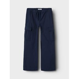 Cargohose name it "NKMRYAN TWILL CARGO PANT S 5553-VA TB", Jungen, Gr. 146, N-Gr, blau (mood indigo), Web, Obermaterial: 100% Baumwolle, unifarben, straight fit knöchellang, Hosen