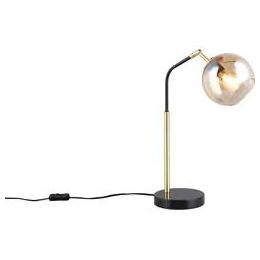Trio LEUCHTEN Schreibtischlampe "PAXTON, exkl. 1x E14 max 10W, Leseleuchte Nachttischlampe", goldfarben, 1, H: 45cm, 1 Stk., Leuchten, mit Glas Lampenschirm, Schnurschalter, Höhe 45 cm, Tiefe 28 cm