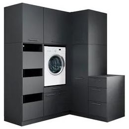 Mehrzweckschrank-Set LAUNDREEZY "Laundreezy, 7-tlg. Mehrzweckschrank-Set B/H/T 186/238/68 cm", anthrazit matt, B:186cm H:238cm T:68cm, Holzwerkstoff, Kastenmöbel-Sets, Breite 186 cm, Soft-Close-Funktion für Türen