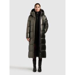 Steppmantel Khujo "RUBINA2 SHINY", Damen, Gr. L, mud braun, 100% Polyester, unifarben, eingesetzt elastischer Bund mit Windstopper, Mäntel