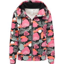 Sweatjacke Ragwear "Fllawia Print", Damen, Gr. M (38), schwarz, 70% Baumwolle, 30% Polyester, gerade h&uuml;ftbedeckend, hoch geschlossener Ausschnitt, eng Rippstrickb&uuml;ndchen, Sweatjacken Sweatjacke, modische Damen Zip-Jacke mit Allover-Print