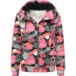Sweatjacke Ragwear "Fllawia Print", Damen, Gr. L (40), schwarz, 70% Baumwolle, 30% Polyester, gerade hüftbedeckend, hoch geschlossener Ausschnitt, eng Rippstrickbündchen, Sweatjacken, modische Damen Zip-Jacke mit Allover-Print