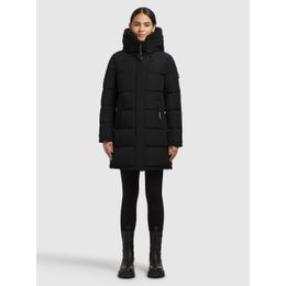 Steppmantel Khujo "KELSI", Damen, Gr. M, schwarz, Canvas, 85% Polyester, 15% Baumwolle, unifarben, eingesetzt Rippbündchen mit Windstopper, Mäntel