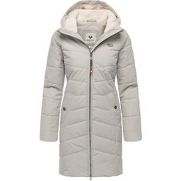 Wintermantel Ragwear "Noita YOUMODO", Damen, Gr. 4XL (48), hellgrau, Obermaterial: 100% Polyester, Innenfutter: 100% Polyester, Wattierung: 100% Polyester, tailliert ca. Mitte Oberschenkel, Ärmel ohne Ärmelschlitz Rippbündchen, Mäntel, Winter Steppmantel mit Kapuze