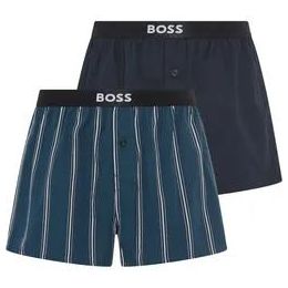 Pyjamashorts BOSS "2P Boxer Shorts EW", Herren, Gr. M, N-Gr, open blau 480, Web, Obermaterial: 100% Baumwolle, relaxed fit kurz, Hosen, mit Logobund
