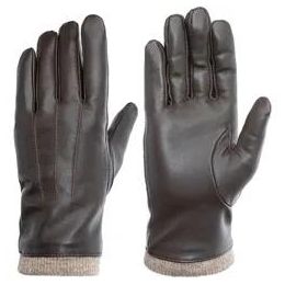 Lederhandschuhe Pearlwood "Daisy", Damen, Gr. 7.5, braun (dunkelbraun), Schafsleder, Handschuhe, Touchscreenfähig - mit 10 Fingern bedienbar, Ziernähte