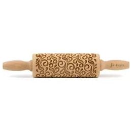 Teigroller Folkroll "3D-Motiv-Teigrolle", braun, L:23cm, Massivholz, Teigroller, Floral Deko