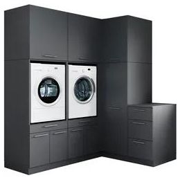 Mehrzweckschrank-Set LAUNDREEZY "Laundreezy, 6-tlg. Mehrzweckschrank-Set B/H/T 203/238/68 cm", anthrazit matt, B:203cm H:238cm T:68cm, Holzwerkstoff, Kastenmöbel-Sets, Breite 203 cm, Soft-Close-Funktion für Türen
