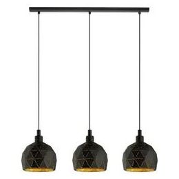 Eglo Hängeleuchte "ROCCAFORTE", schwarz (schwarz, goldfarben), 3, Ø 17cm H: 110cm, 1 Stk., Leuchten, Hängeleuchte - L75 x B17 x H110 cm - für Esszimmer, Küche, Wohnzimmer