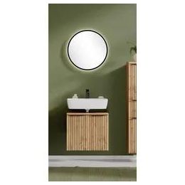 Badezimmer-Set Welltime "Welltime Möbel, Carlton Unterbecken-Set 2teilig, 60 cm, gestreift", schwarz (wotnaeiche, schwarz), B:60cm H:200cm T:35cm, Spanplatte, Kastenmöbel-Sets