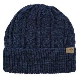 Strickmütze CAPO, Damen, blau (midnight), Strick;Chemische Reinigung, schonender Prozess;nicht bleiche;nicht bügeln;nicht trocknergeeignet, Wollmischung, meliert, Mützen, Rippenstrick, natürliche Thermoregulierung