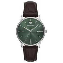 Quarzuhr Emporio Armani, braun, Armbanduhren, Damen, Armbanduhr, Damenuhr, Herrenuhr, Lederarmband, analog, Tag