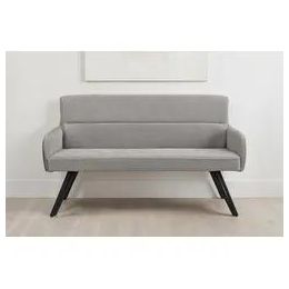 Sitzbank ByLiving "Tino", hellgrau, schwarz, B:140cm H:94cm T:67cm, Stoff, Sitzbänke, mit Federkernpolsterung in 140 oder 160cm, hochwertige Polsterbezüge